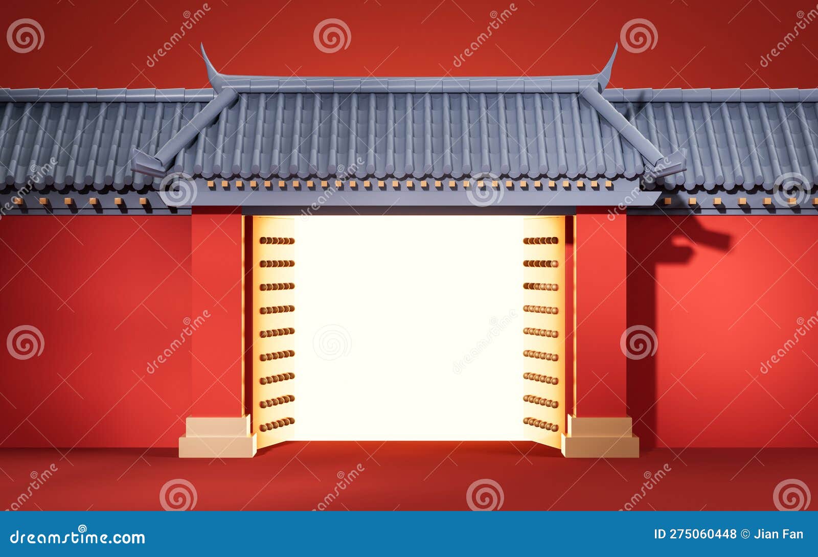 Chinese Ancient Door, Traditional Architecture, 3d Rendering Stock ...