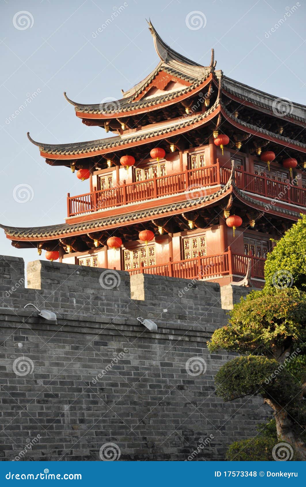 Chinese ancient gate tower stock photo. Image of brick - 17573348