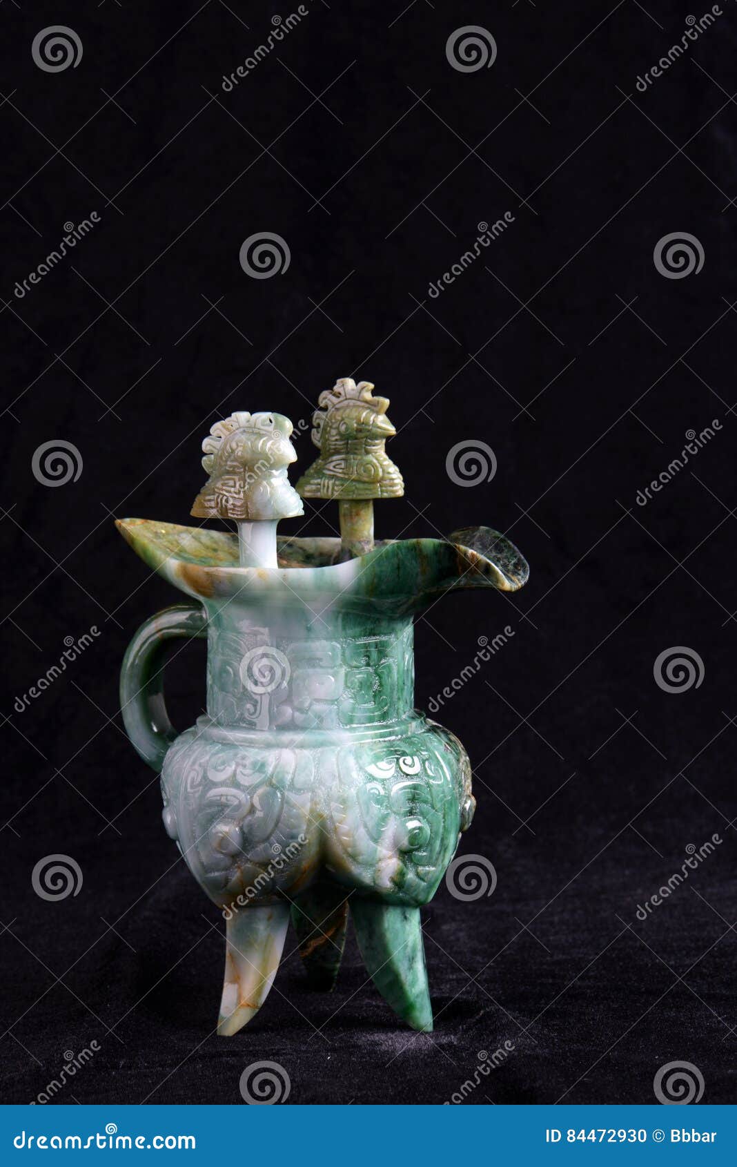 Chinese Ancient Jade Carving Art Stock Photo - Image of feitsui, black ...