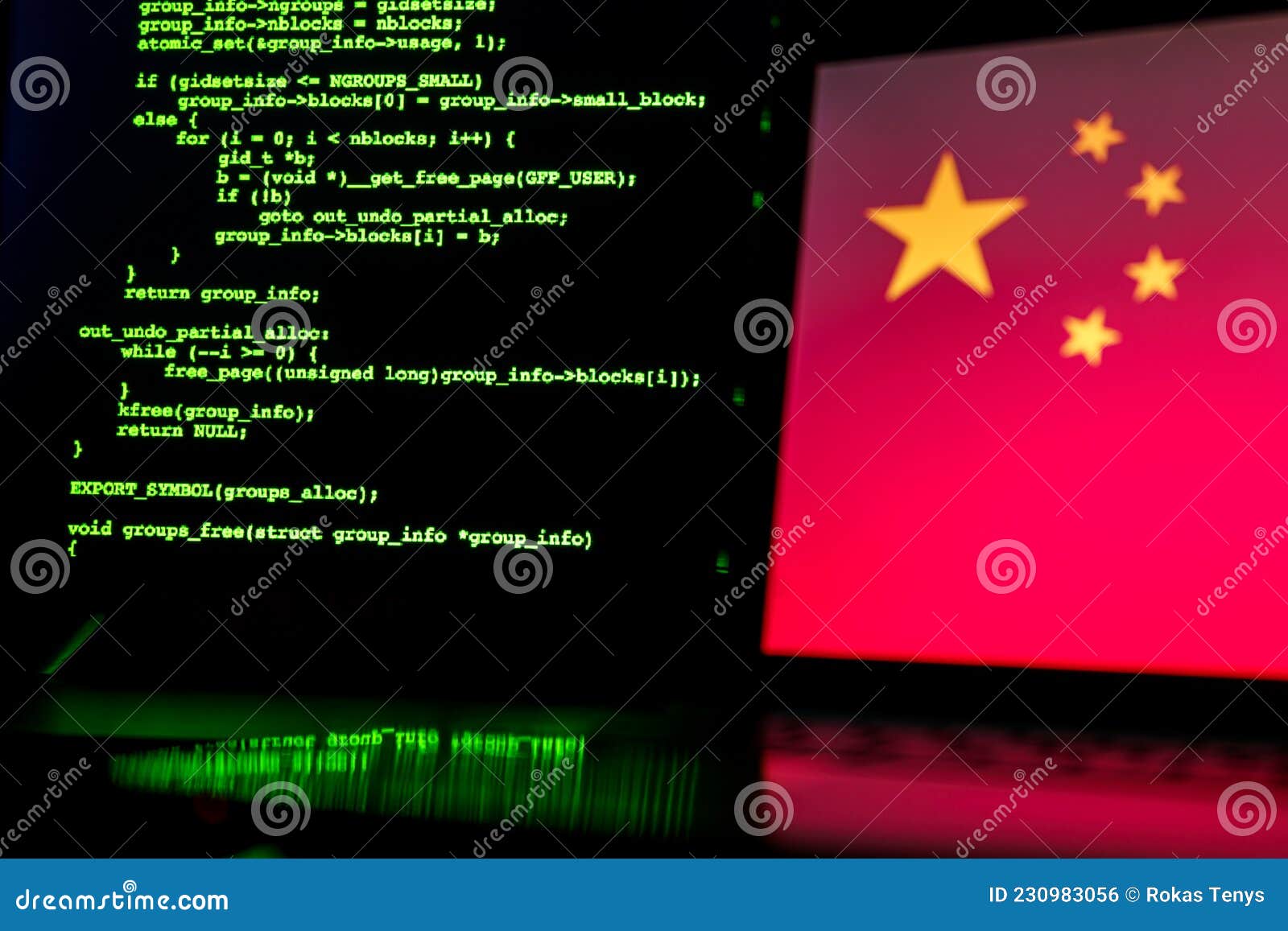 Chinese Anonymous Hackers. China Flag and Programming Code in ...