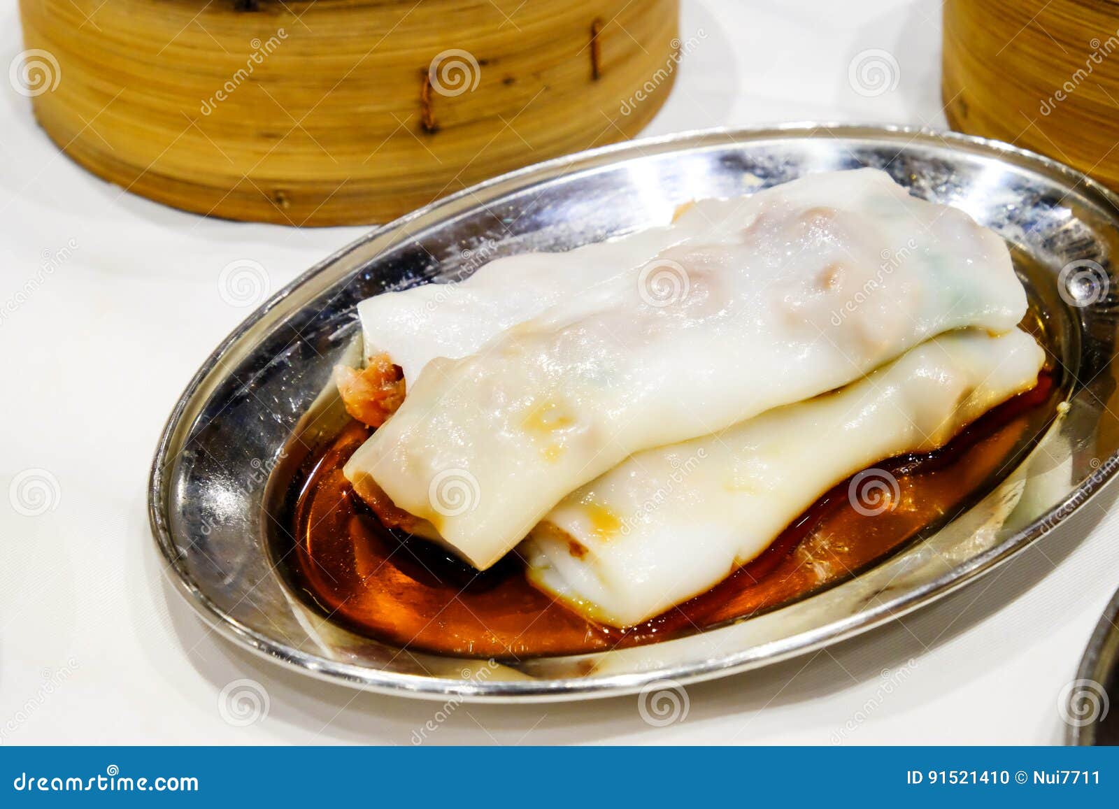 Chinese Appetizer, BBQ Pork Rice Roll Stock Photo - Image of table ...