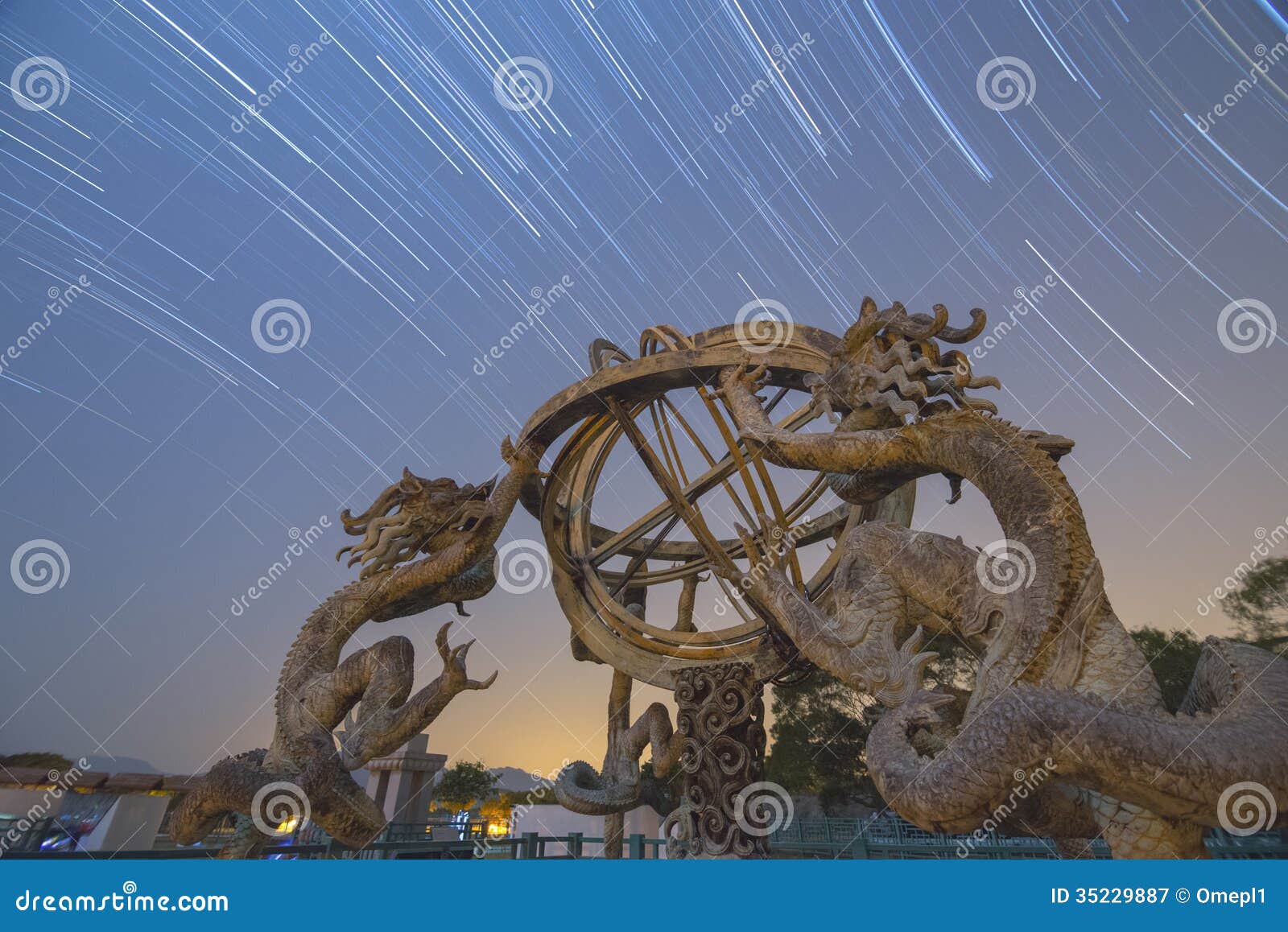 Chinese Armillary Sphere and Star Trail Stock Image - Image of ...