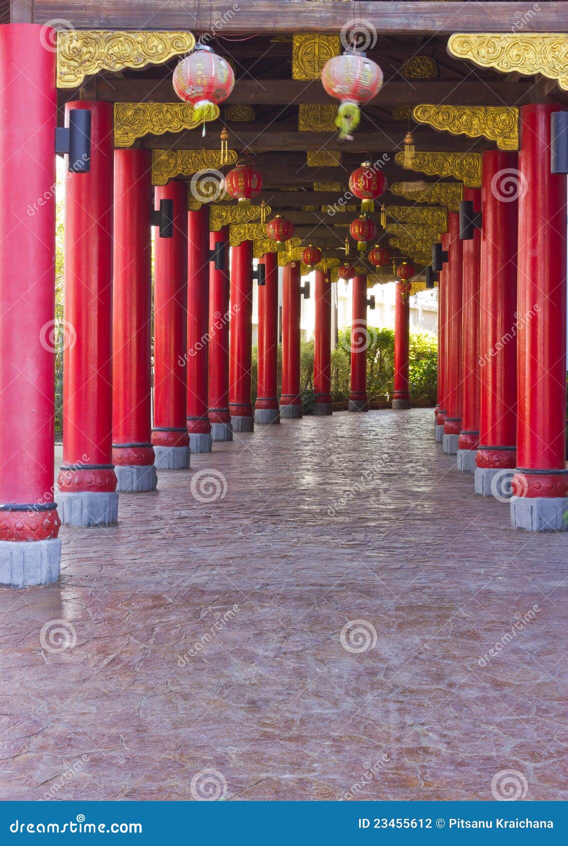 Chinese art sidewalk. stock photo. Image of gate, direction - 23455612