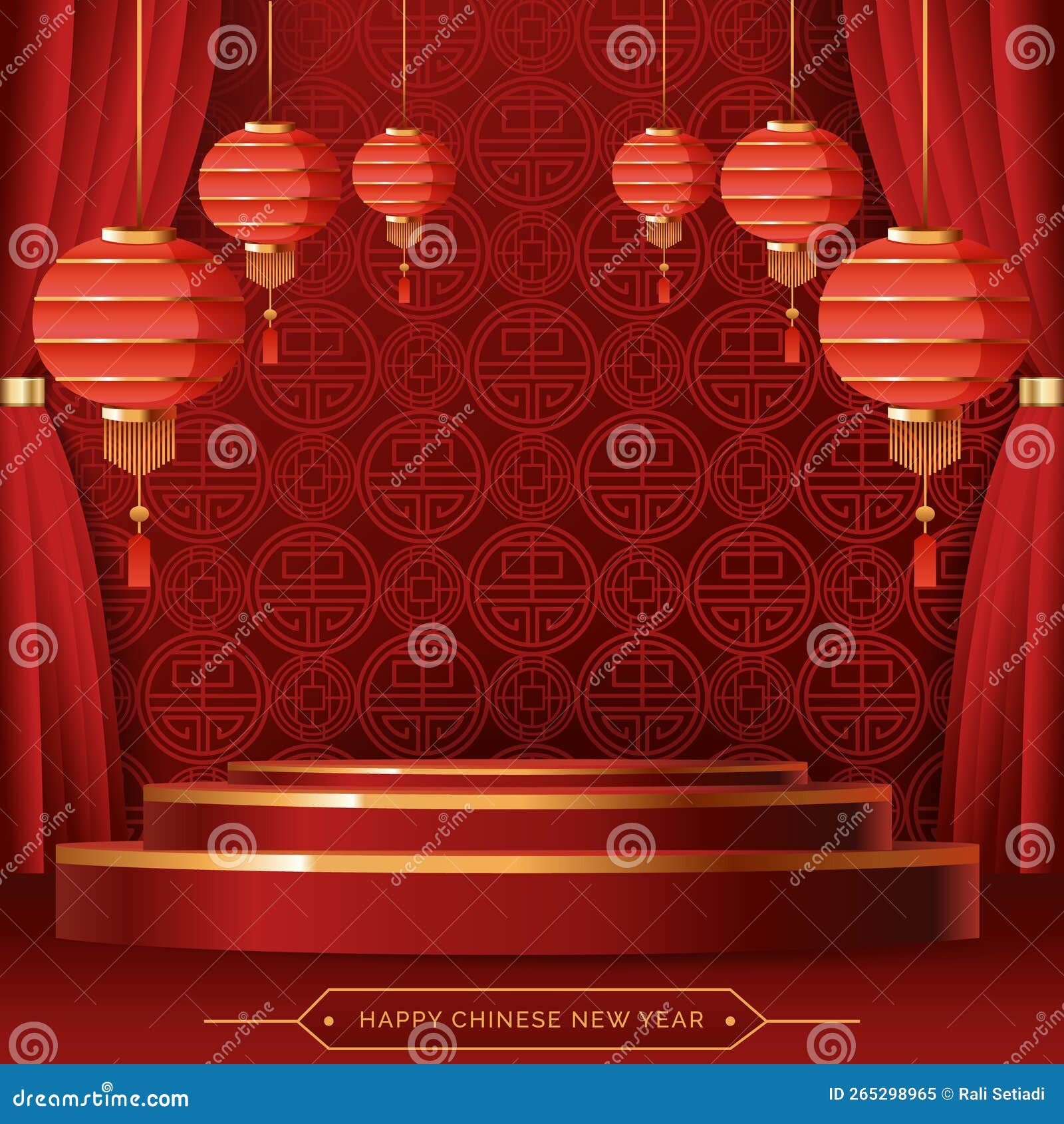 Chinese Asian Decor Stage with Backdrop Red Theme for Background Banner ...
