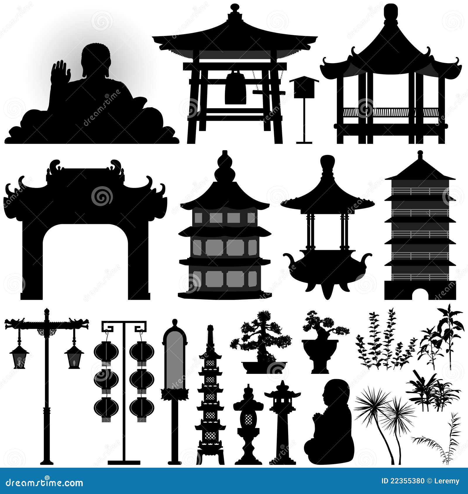 Chinese Asian Temple Shrine Relic Stock Vector - Illustration of gate ...