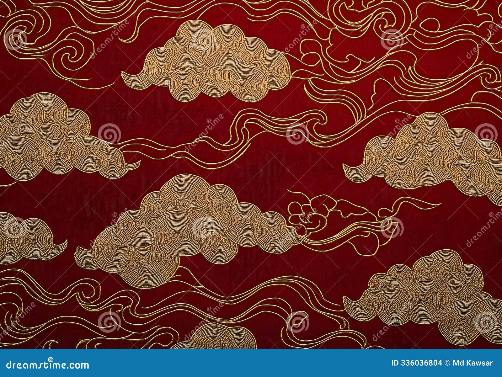 Chinese Auspicious Cloud Pattern Embroidery Stock Illustration ...