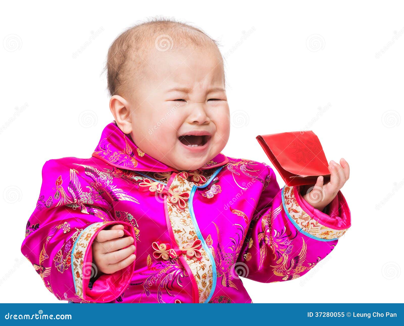 Chinese Baby Crying with Red Pocket Stock Image - Image of infant, girl ...