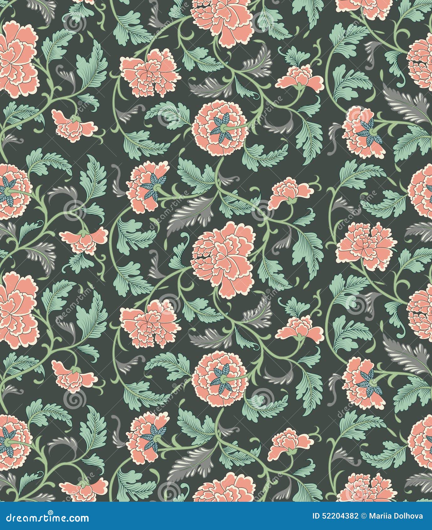 Chinese Background with Flowers. Seamless Pattern. Stock Vector ...