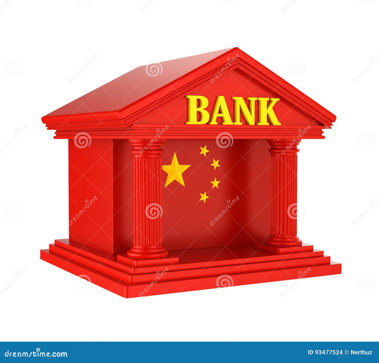 Chinese Bank Building Isolated Stock Illustration - Illustration of ...