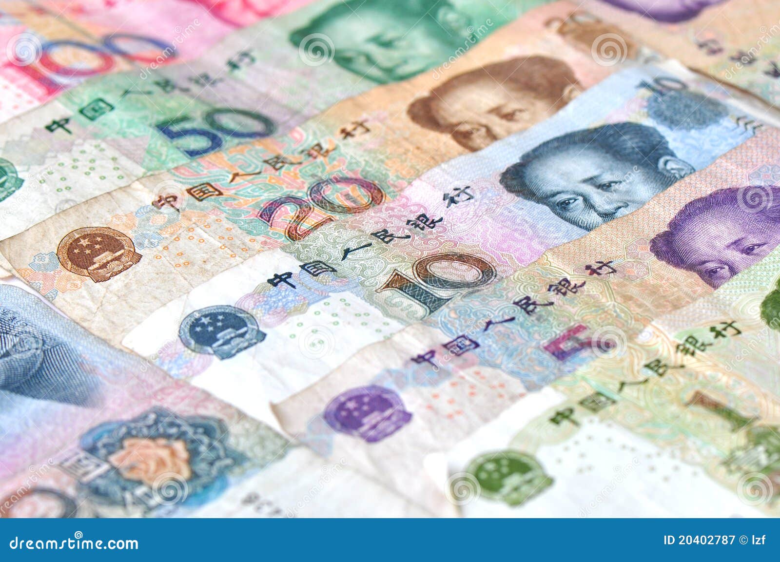 Chinese banknotes stock image. Image of worn, wealth - 20402787