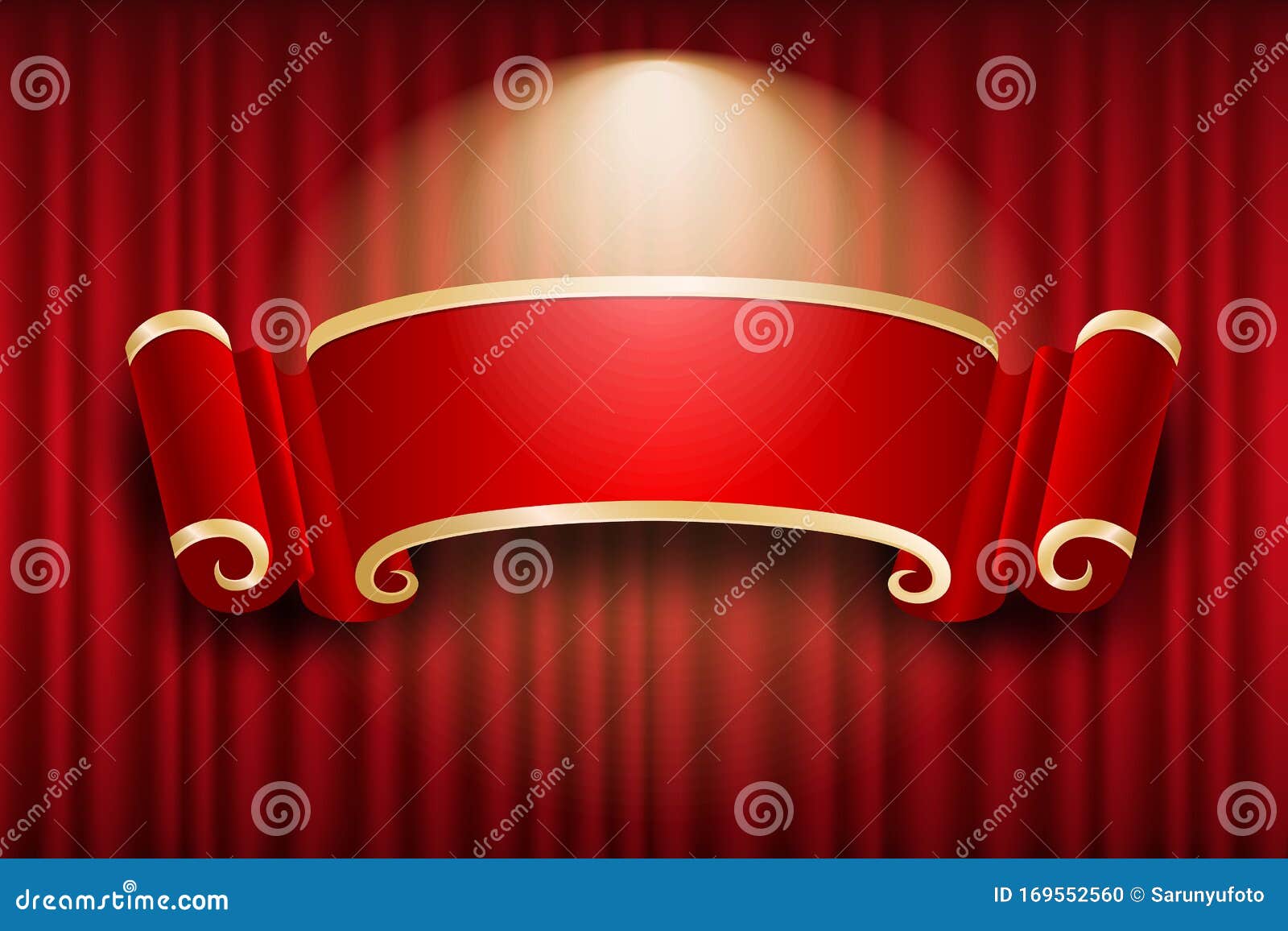 Chinese Banner Design On Red Curtain Light Up Background Vector ...