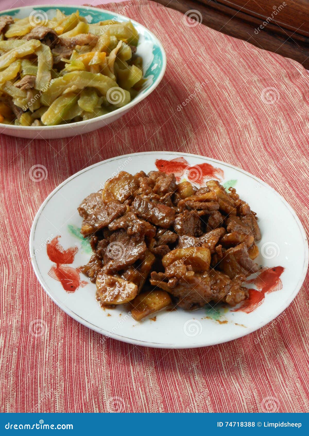 Chinese Banquet with Ginger Beef Stock Photo - Image of main, coated ...