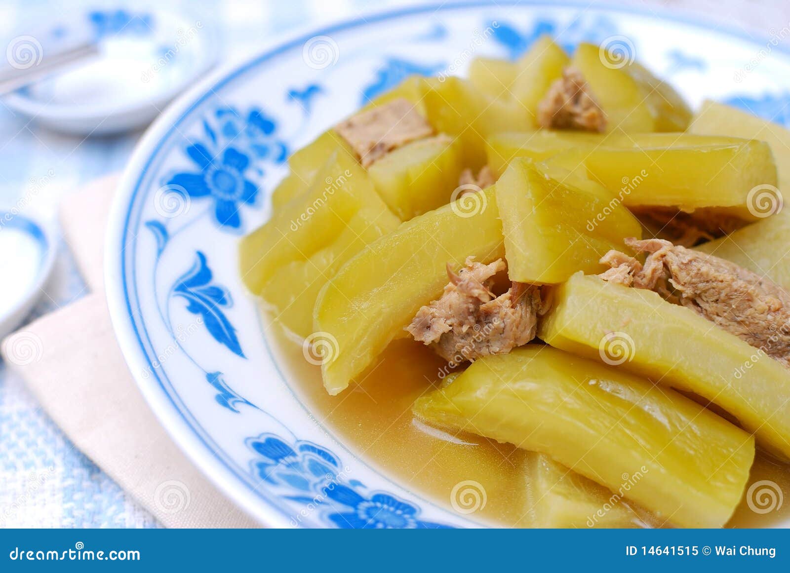 Chinese Bitter Gourd and Meat Cuisine Stock Image - Image of soft, blue ...