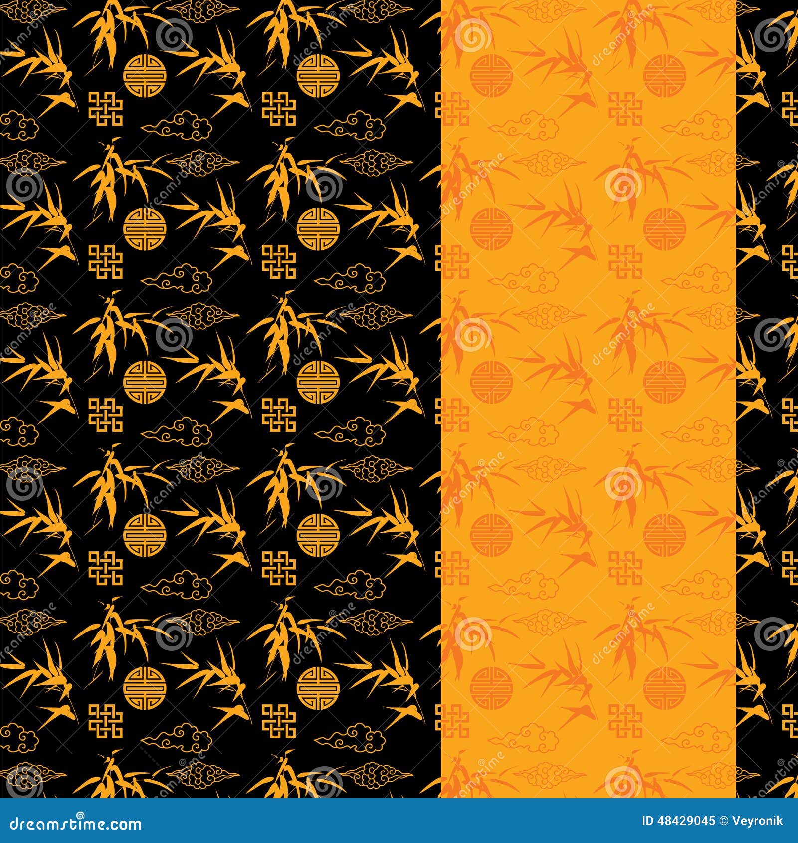 Chinese Black and Gold Bamboo Pattern Vertical Banner Stock Vector ...