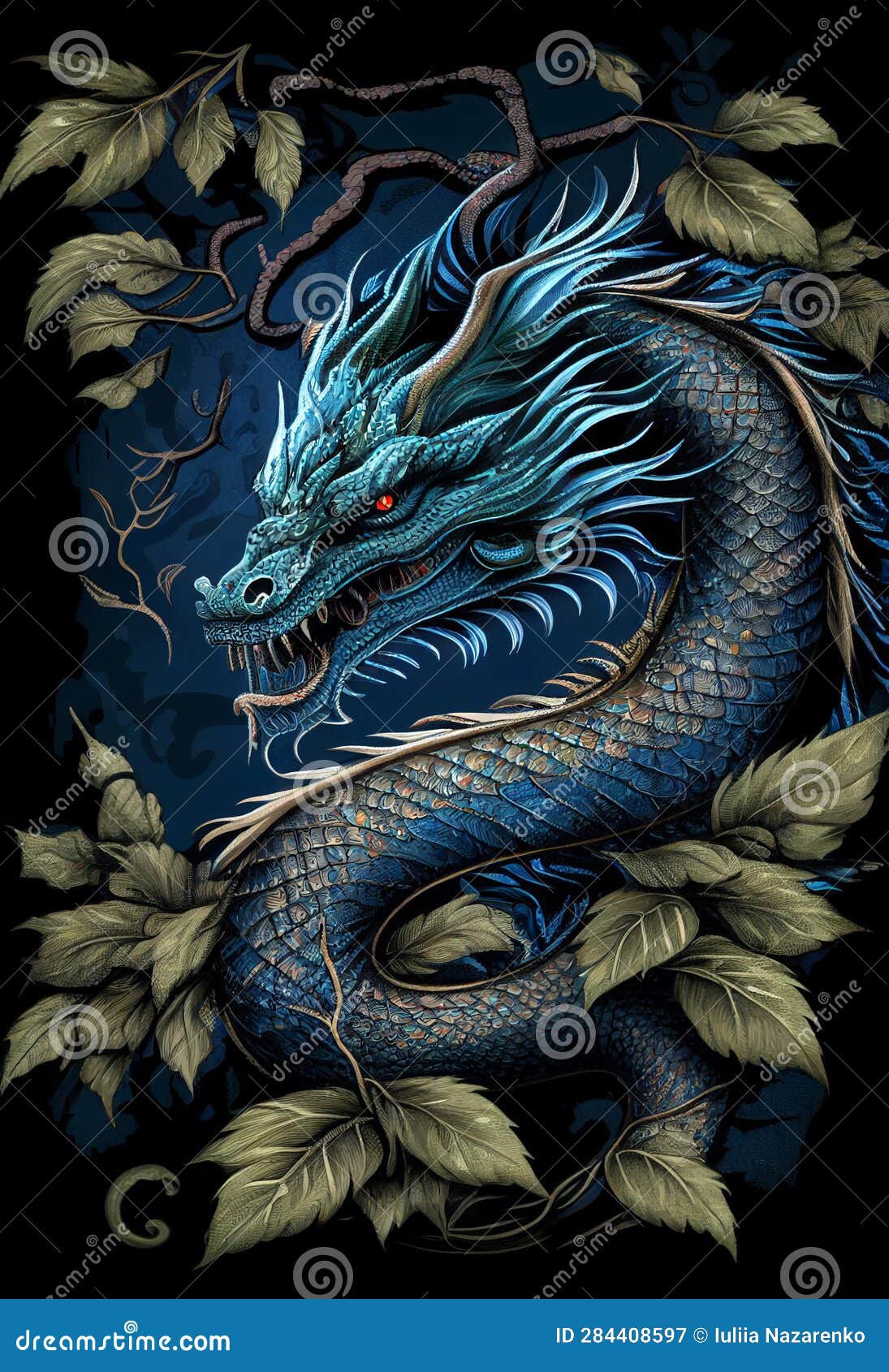 Mystical Snake Over Crescent Moon, Wicca Banner Celestial Sign. Pagan ...