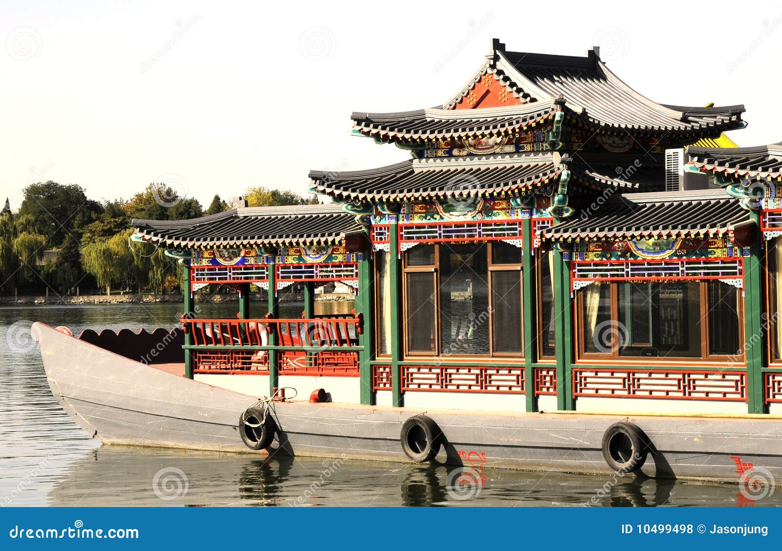 Chinese boat with pavilion stock photo. Image of park - 10499498