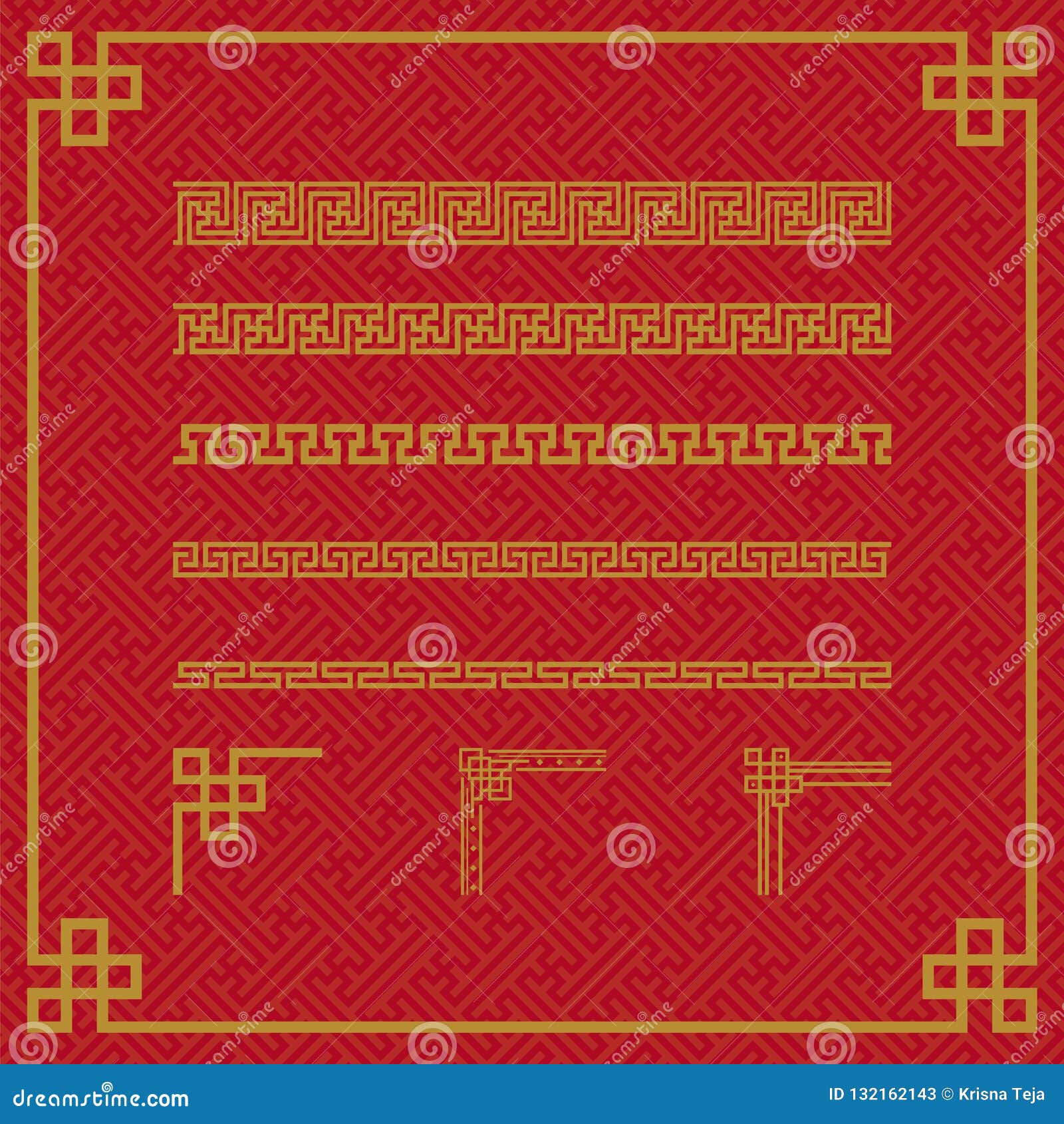 Chinese Border Ornament Seamless Pattern Stock Vector - Illustration of ...