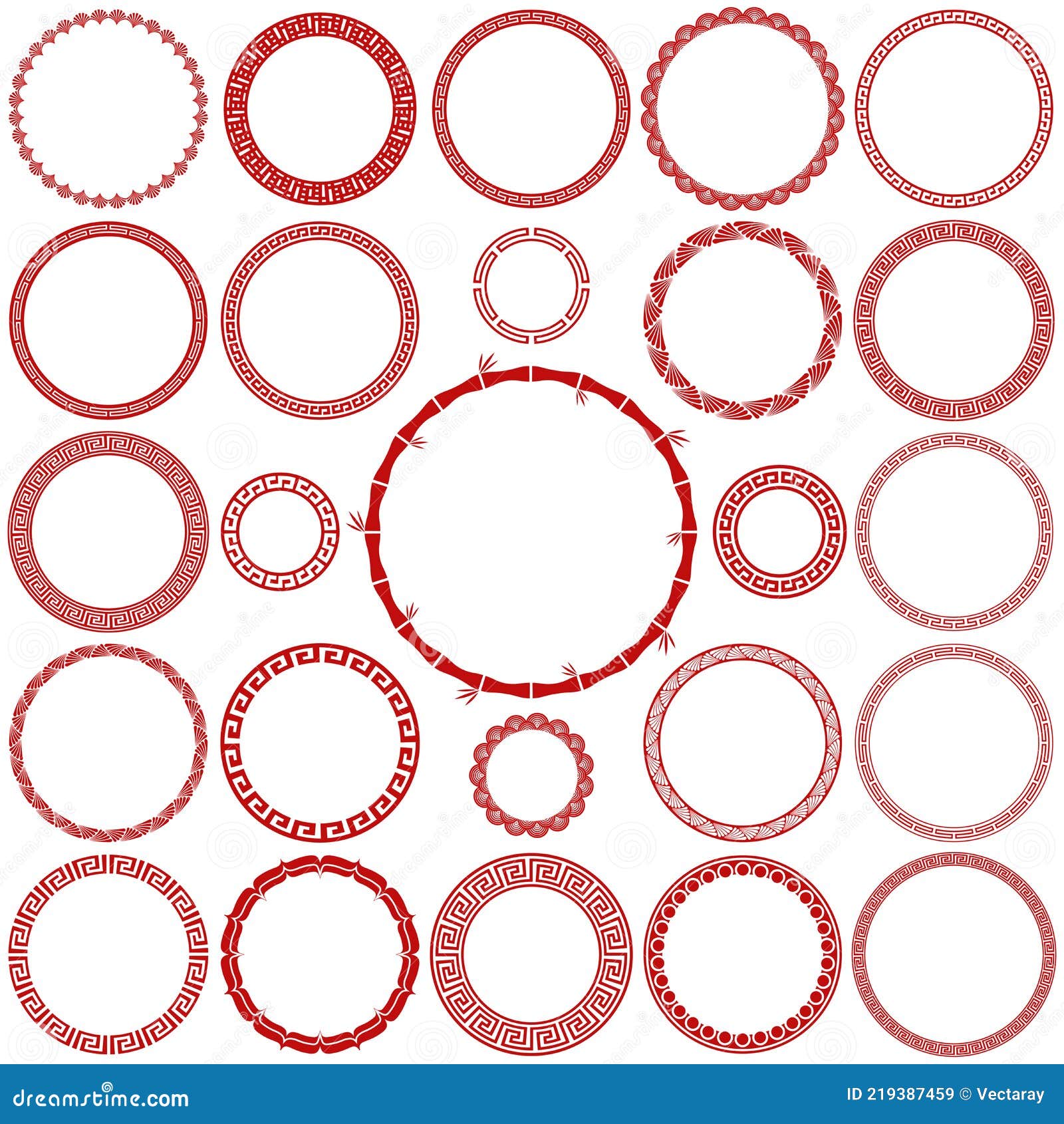 Collection of Chinese Decorative Ornamental Round Border Frames. Stock ...