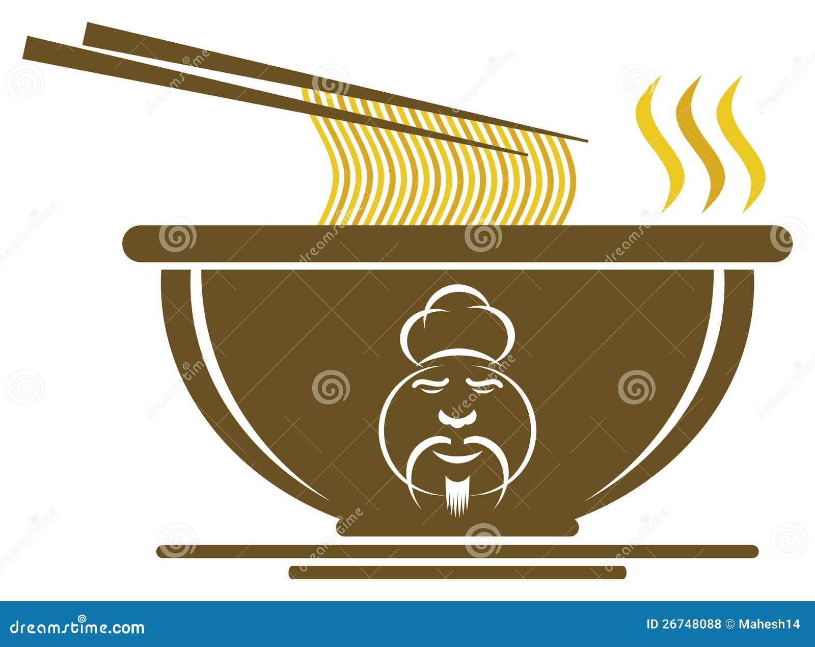 Chinese Bowl with Chef Sign Stock Illustration - Illustration of ...