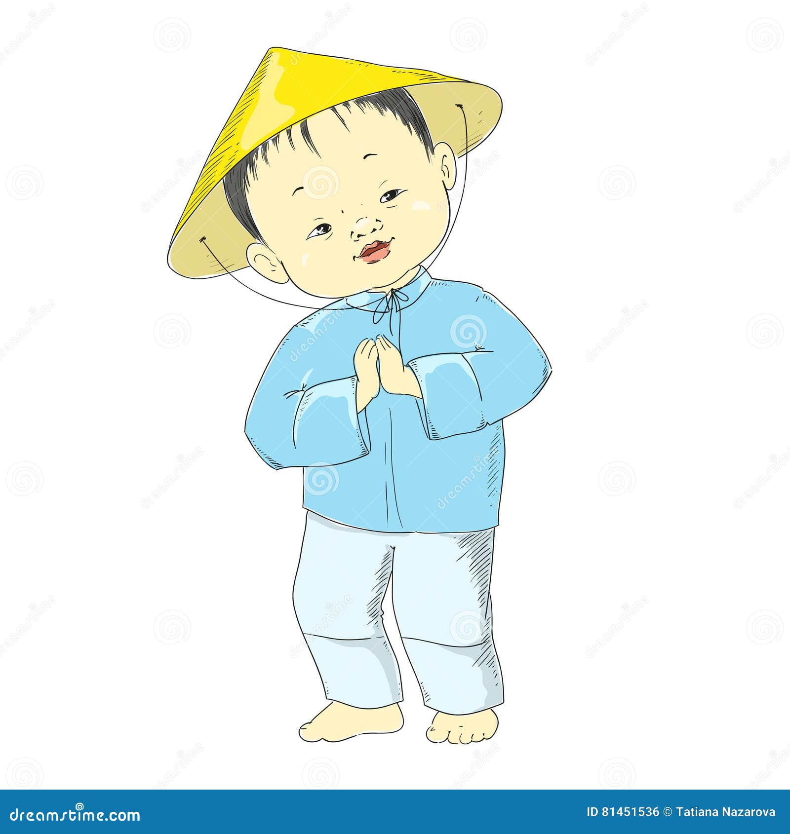 Chinese Boy. Kid in National Costume Stock Illustration - Illustration ...
