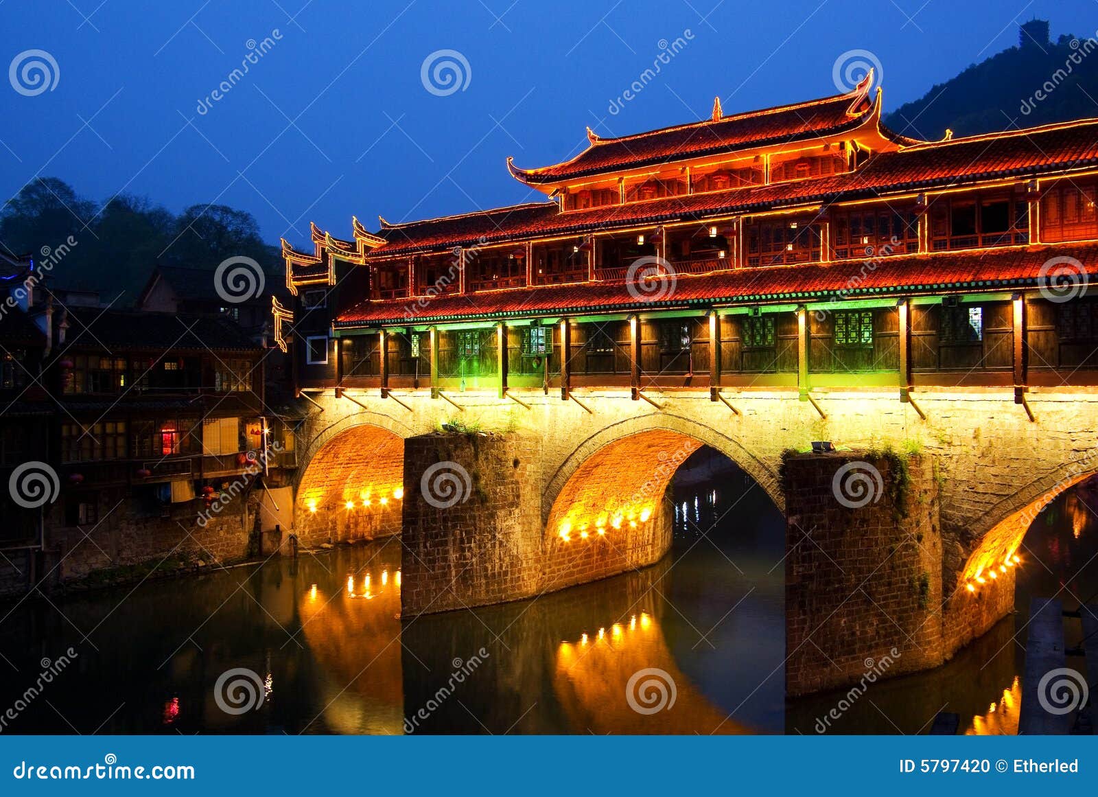 Chinese bridge stock photo. Image of ancient, hunan, illuminative - 5797420