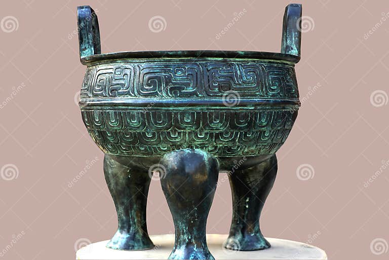 Chinese bronze pot stock photo. Image of history, flower - 3837710