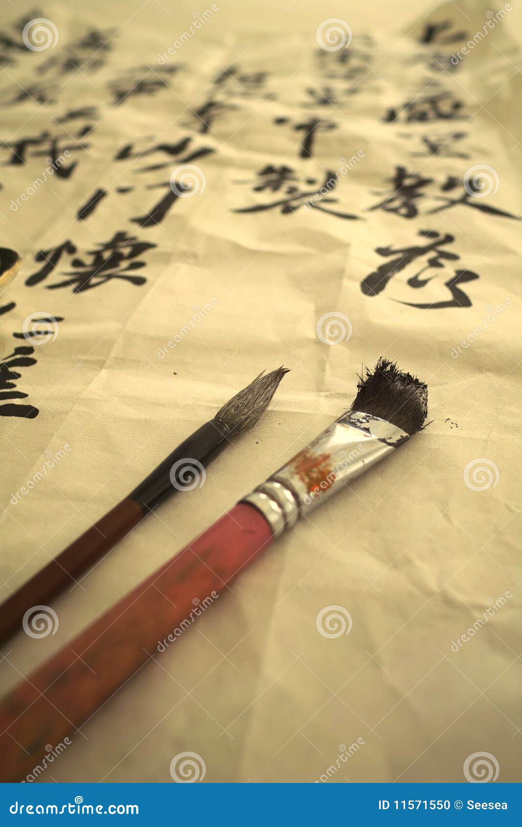 Chinese brush pen stock photo. Image of text, calligraphy - 11571550