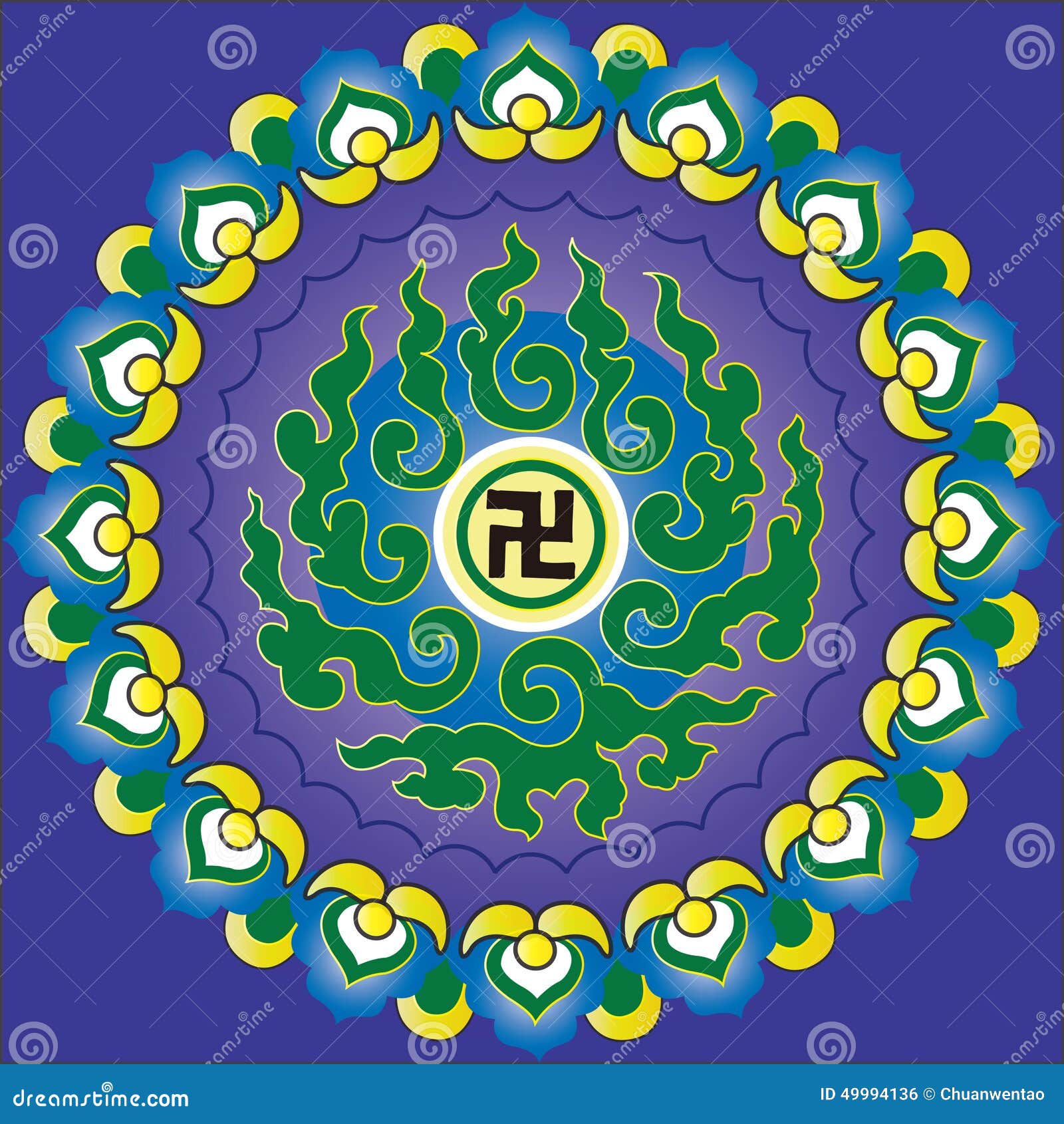 Chinese Buddhism Pattern And Totem Vector Illustration | CartoonDealer ...