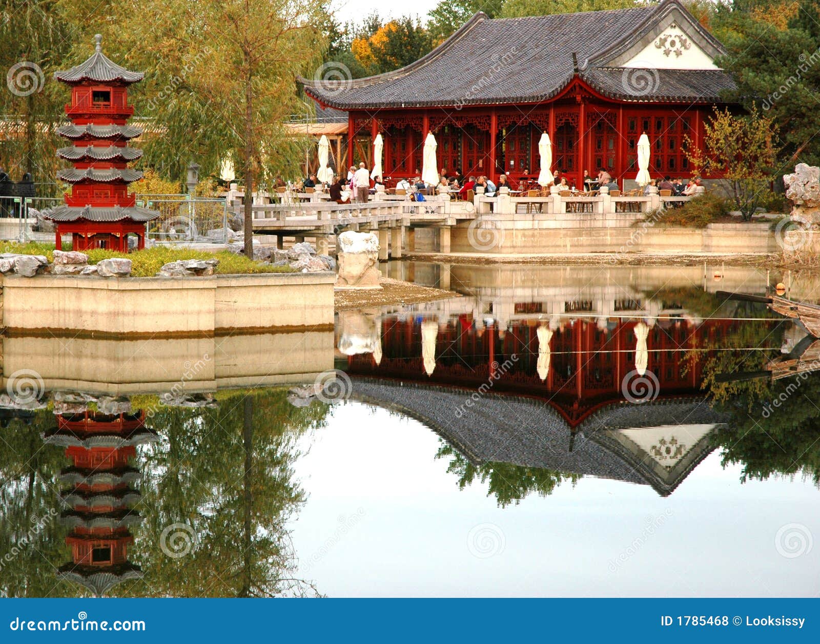 Chinese Building with Inverted Reflection in Water Stock Photo - Image ...