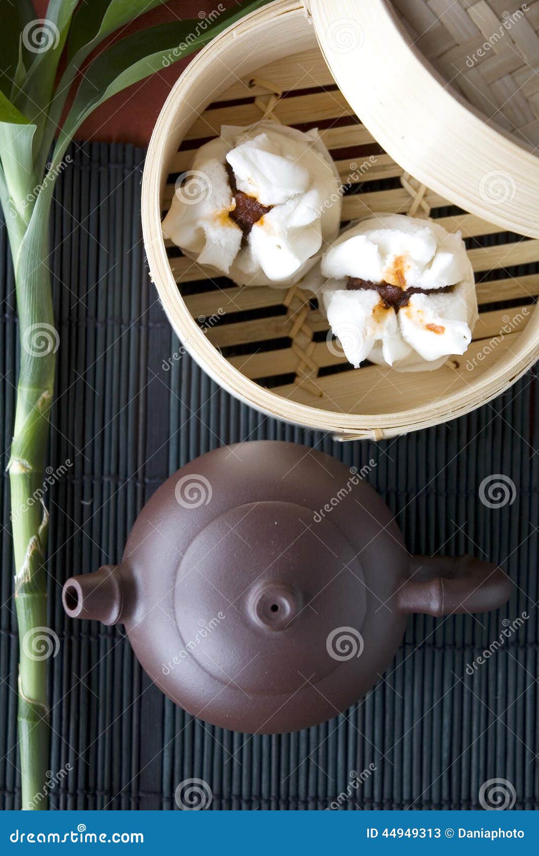 Chinese bun and tea pot stock image. Image of cuisine - 44949313