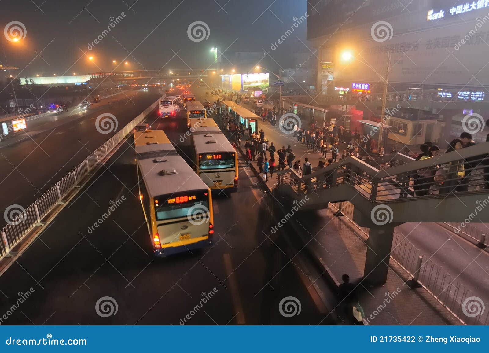 Chinese bus editorial photography. Image of evening, bridge - 21735422