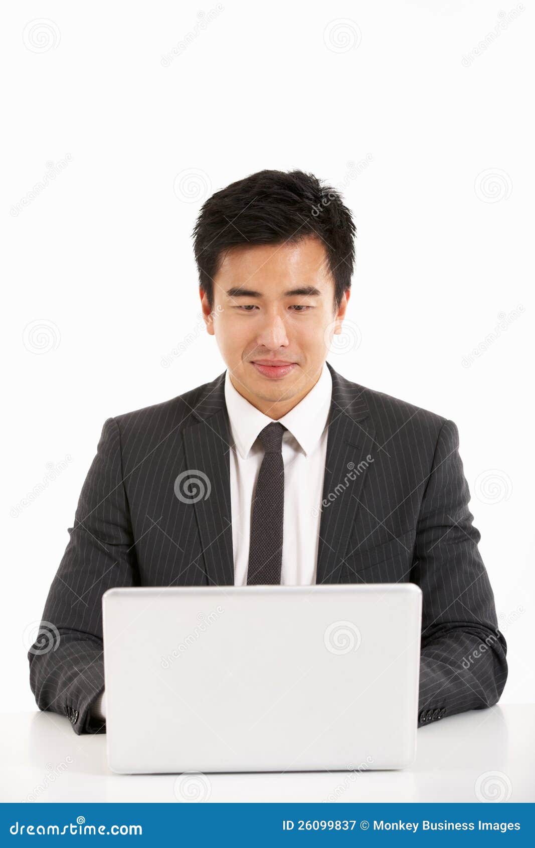 Chinese Businessman Working on Laptop Stock Image - Image of ...