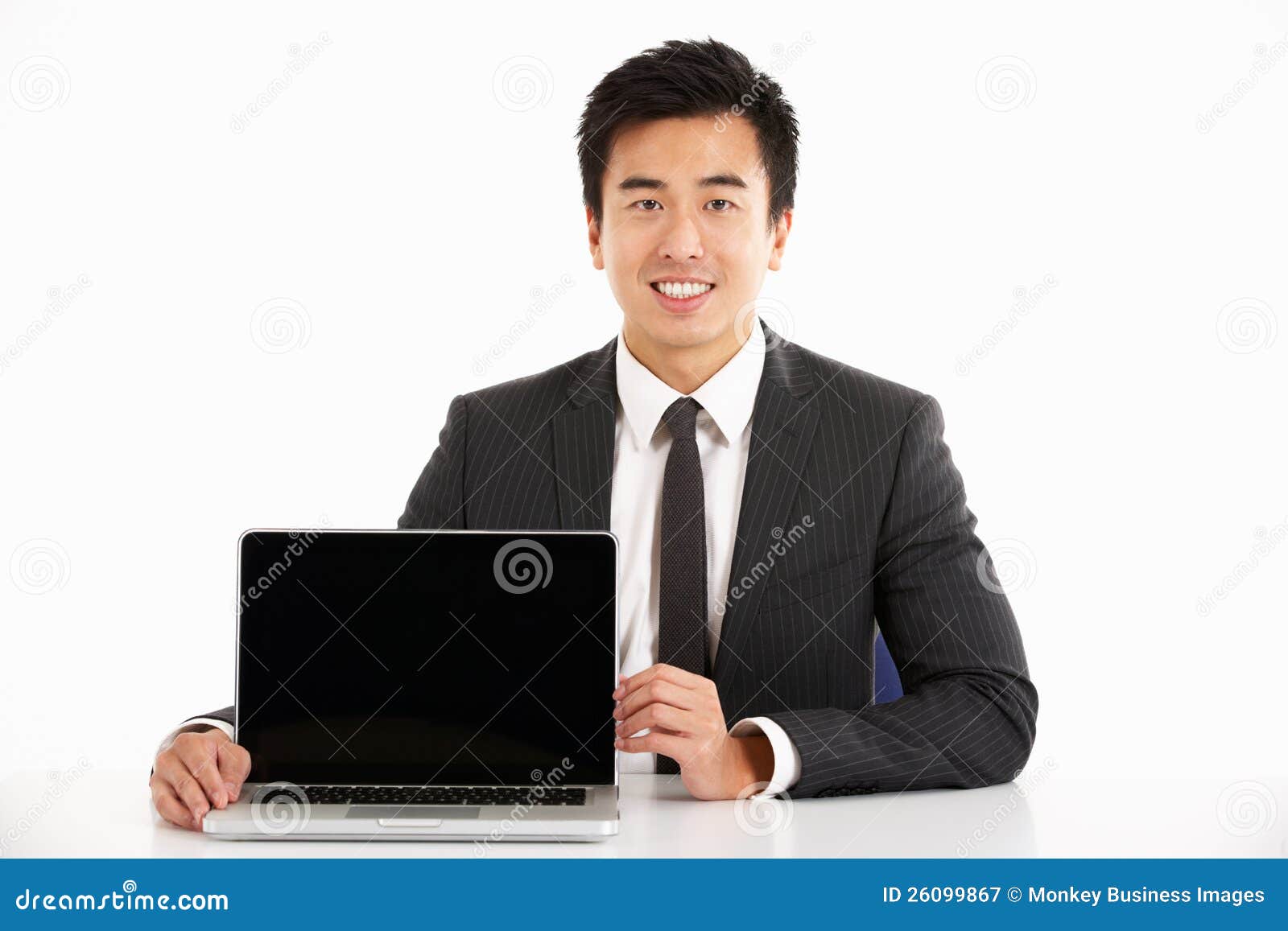 Chinese Businessman Working on Laptop Stock Image - Image of chinese ...