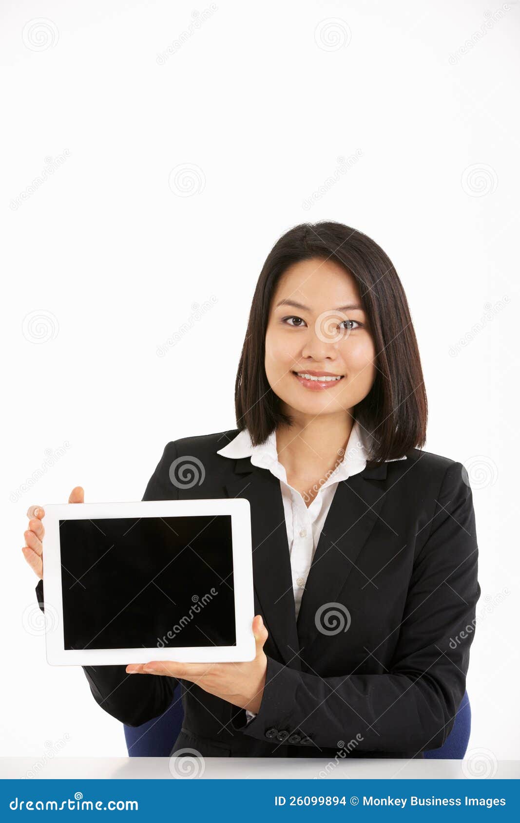 Chinese Businesswoman Working on Tablet Computer Stock Photo - Image of ...