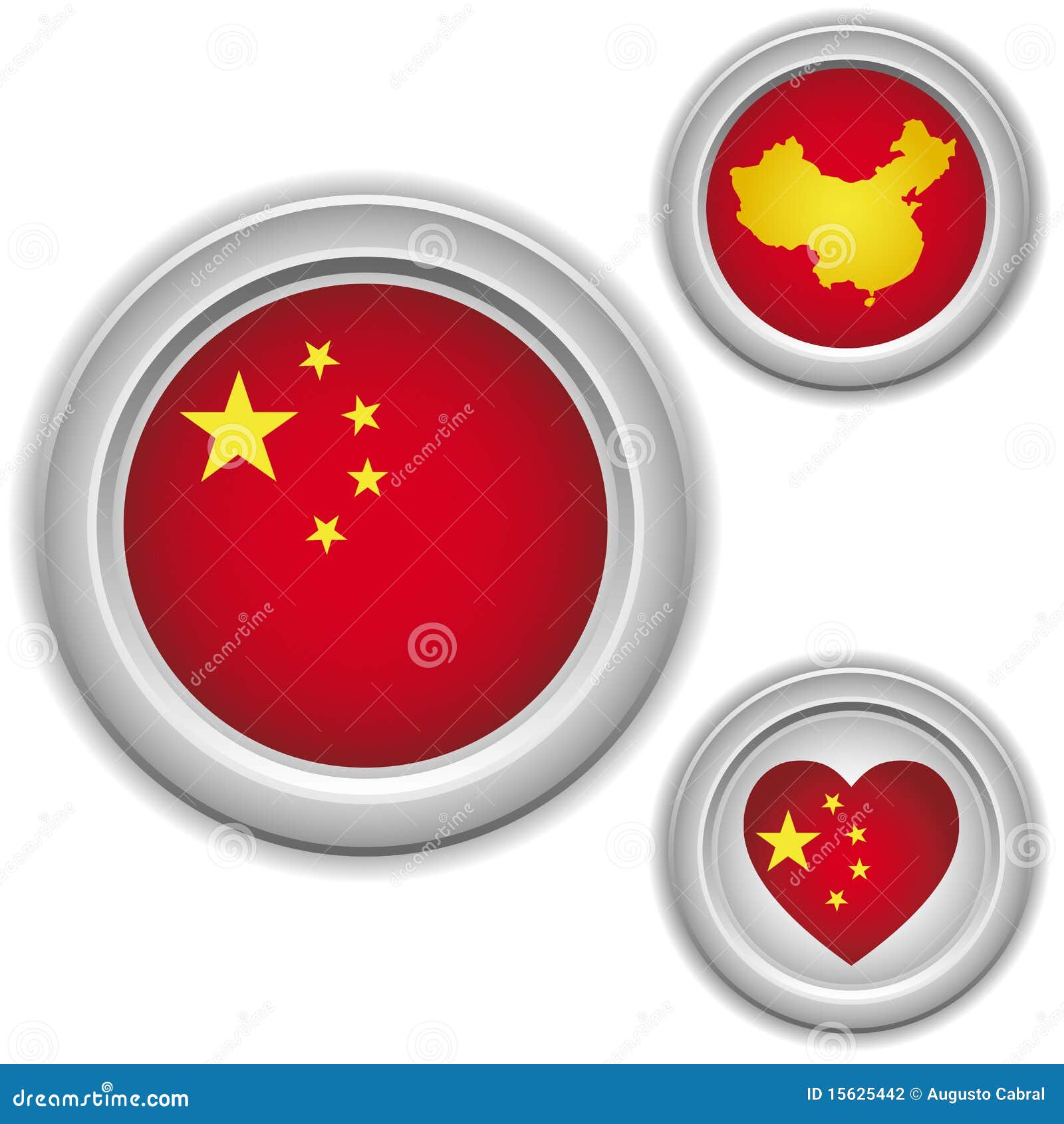 Chinese Buttons with Heart, Map Stock Vector - Illustration of sign ...