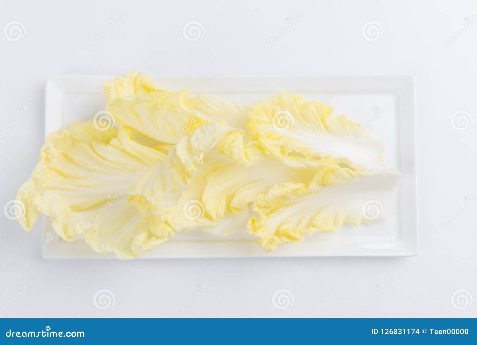 Chinese Cabbage in Plate on White Stock Photo - Image of leaves ...