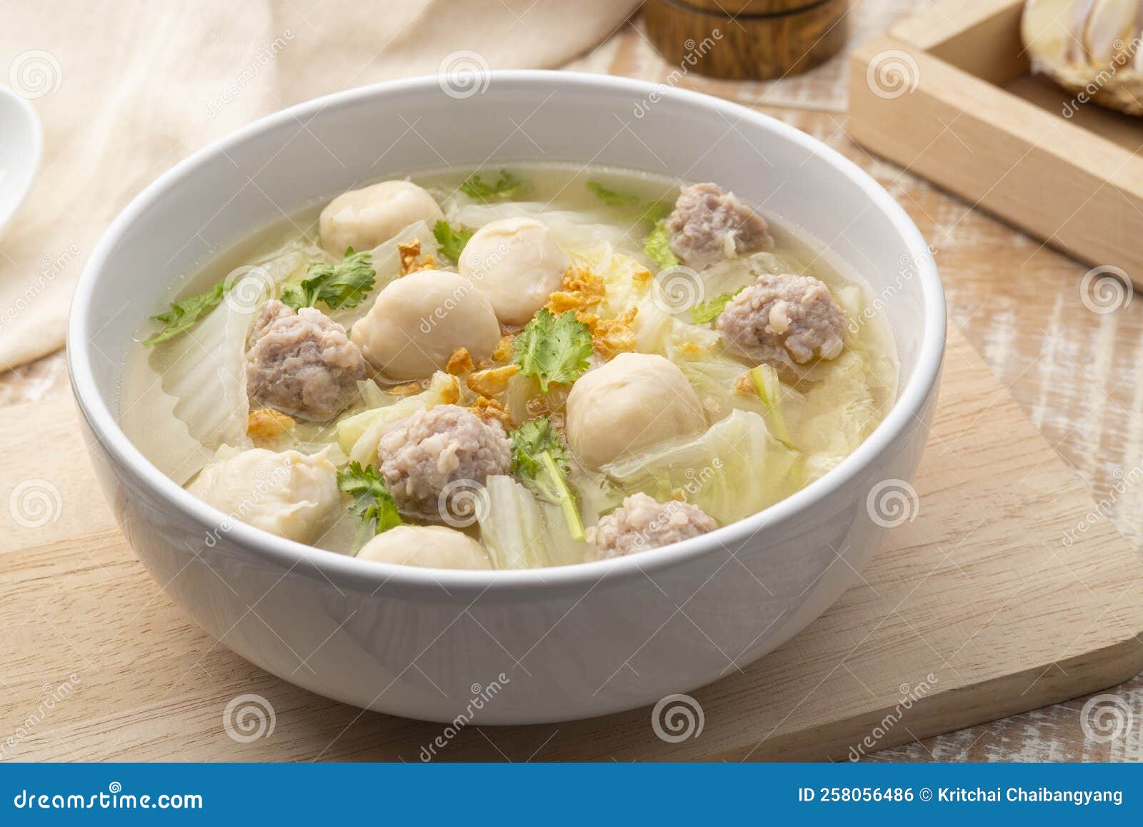 Chinese Cabbage Soup with Minced Pork and Meatball in White Bowl Stock ... Chinese Cabbage Soup with Minced Pork and Meatball in White Bowl Stock ...