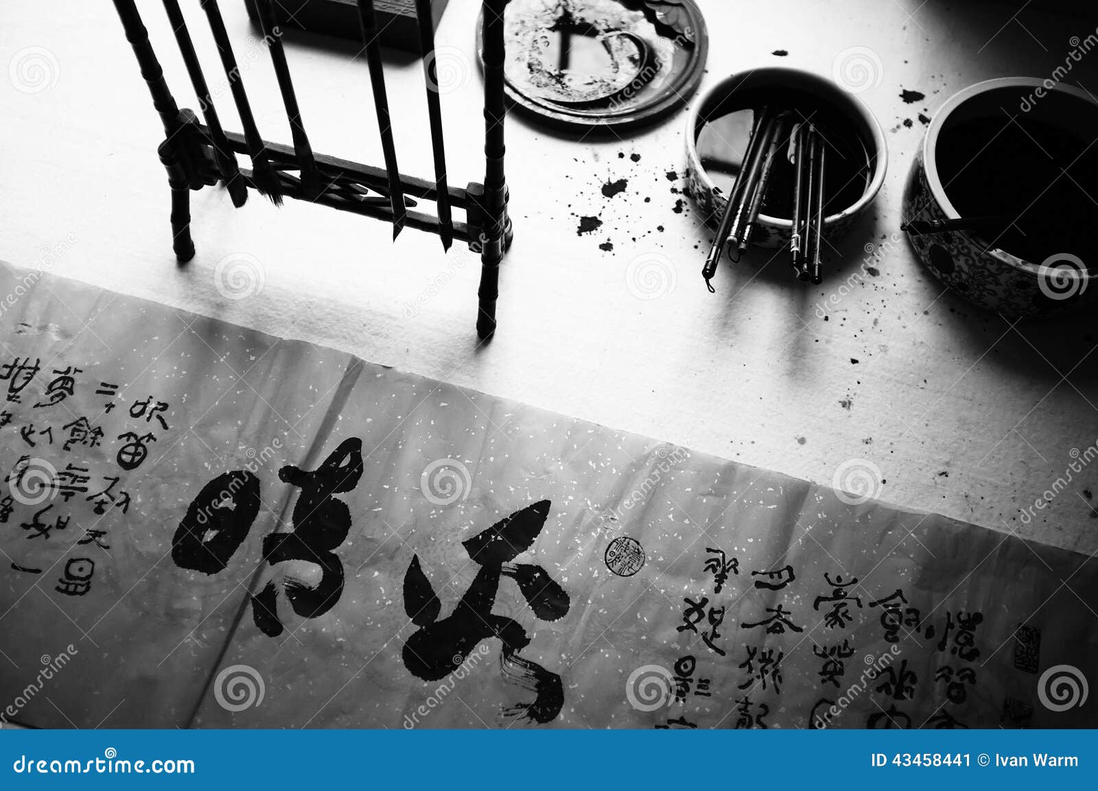 Chinese calligraphy stock image. Image of factor, calligraphy - 43458441