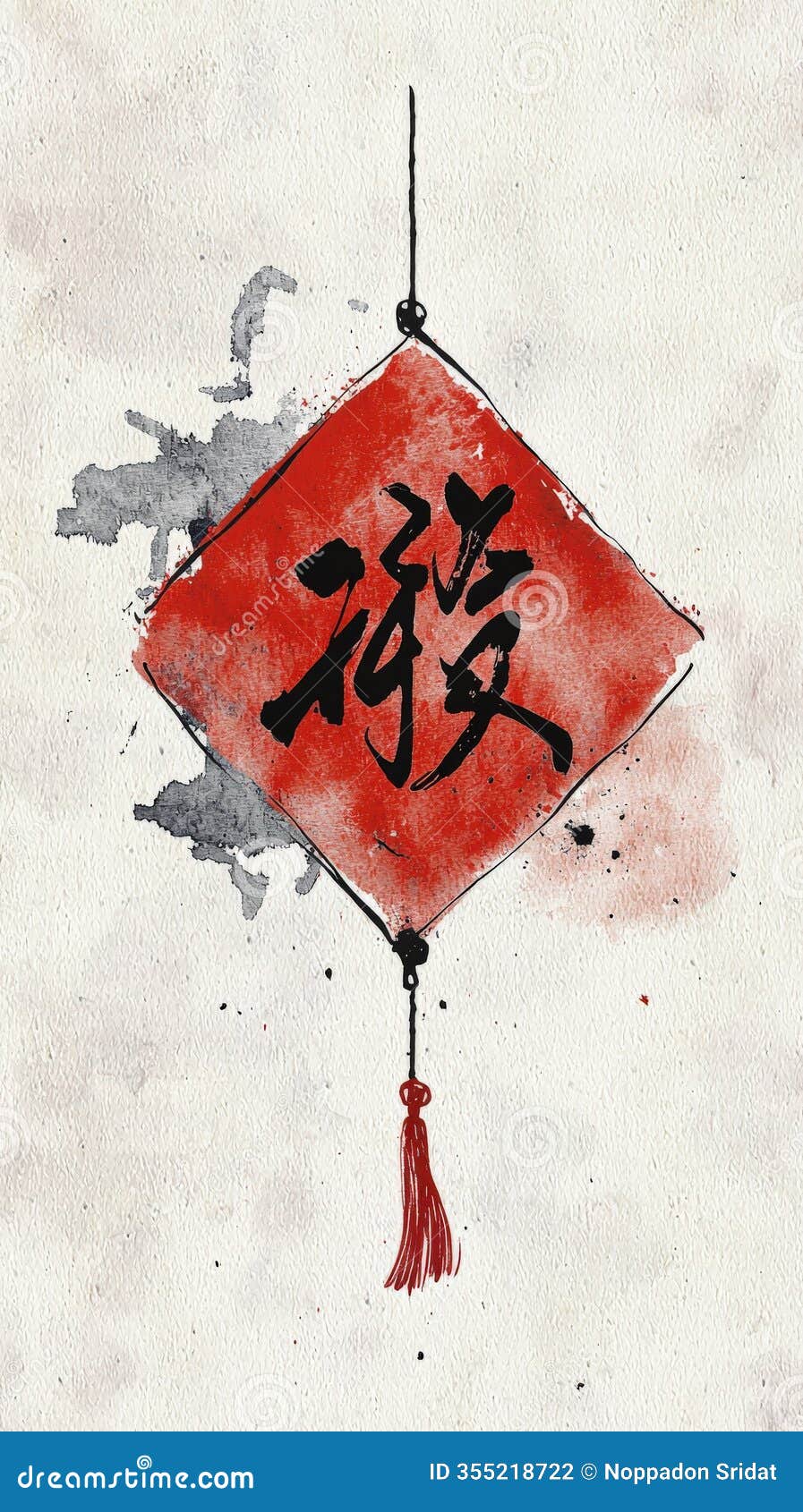 Chinese Calligraphy Art Displayed on Digital Screen with Brush and Ink ...