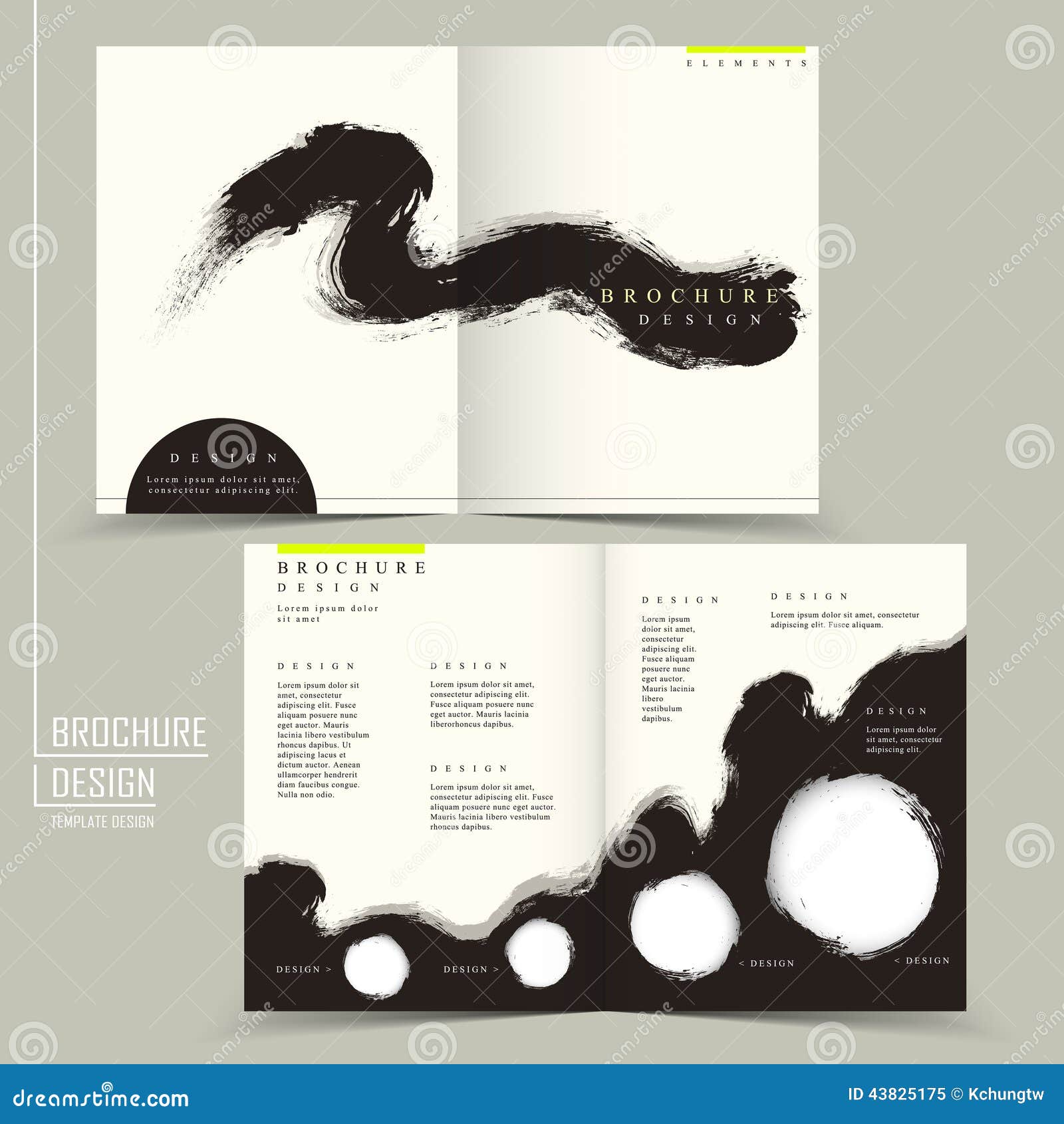 Chinese Calligraphy Half-fold Template Brochure for Business Stock ...