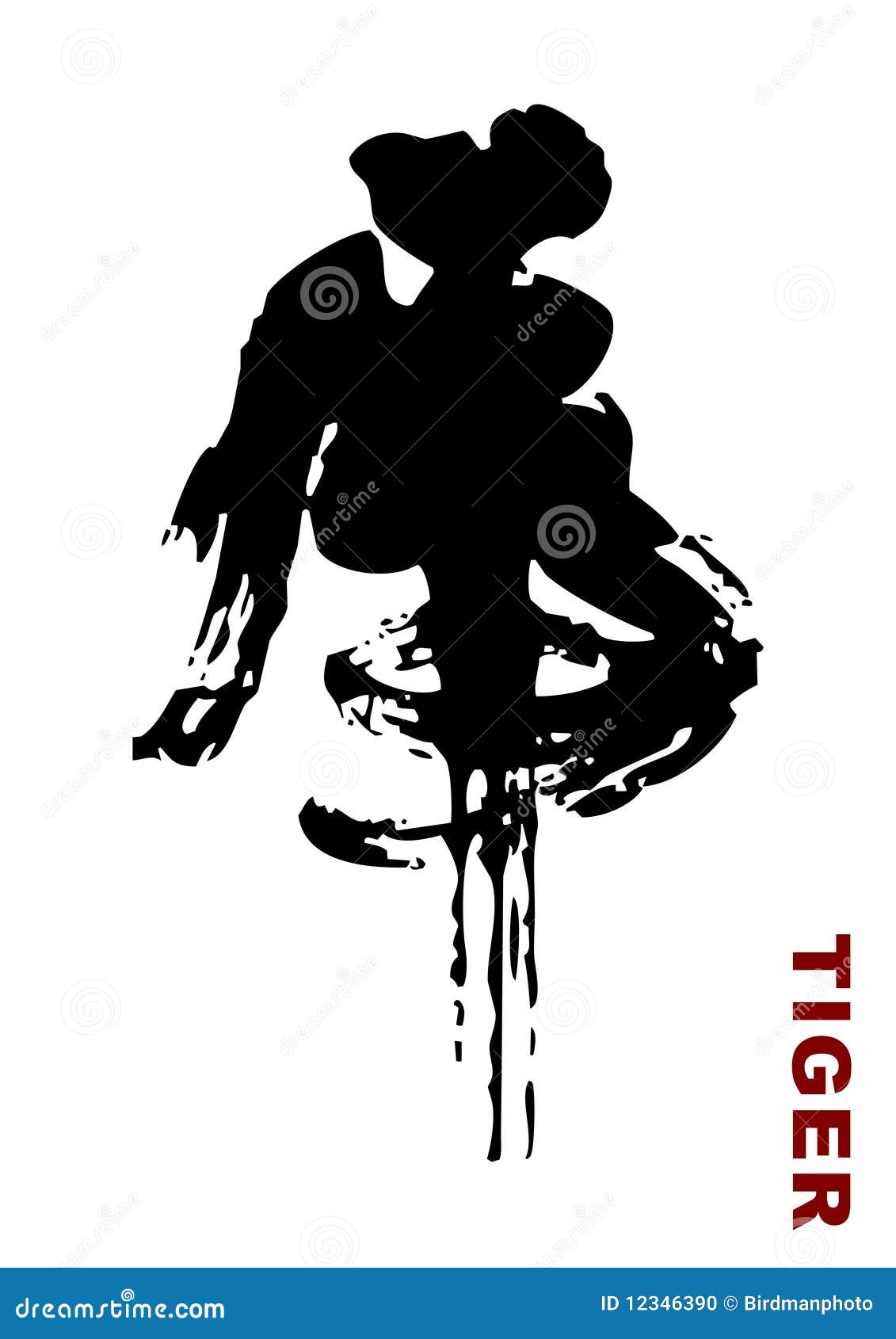 Chinese Calligraphy: Tiger stock vector. Illustration of kanji - 12346390