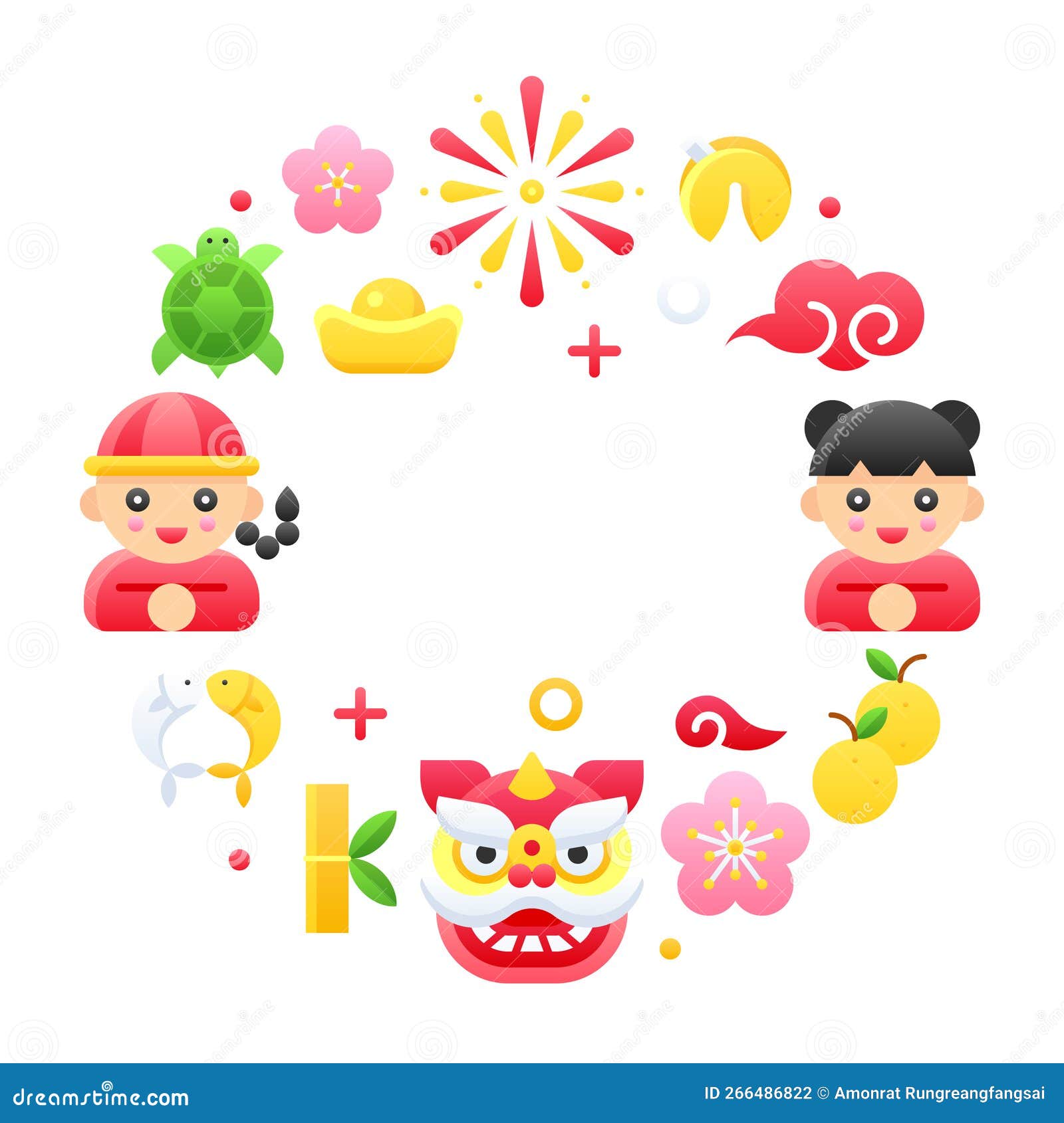 Chinese Cartoon Elements Template Vector Illustration Stock Vector ...