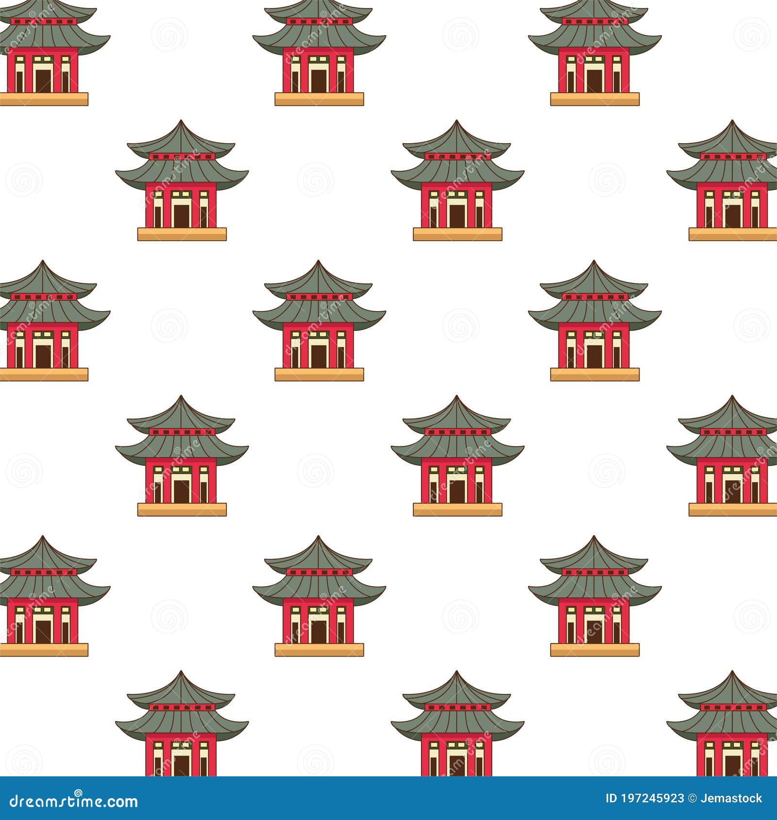 Chinese Castles Buildings Pattern Background Stock Vector ...