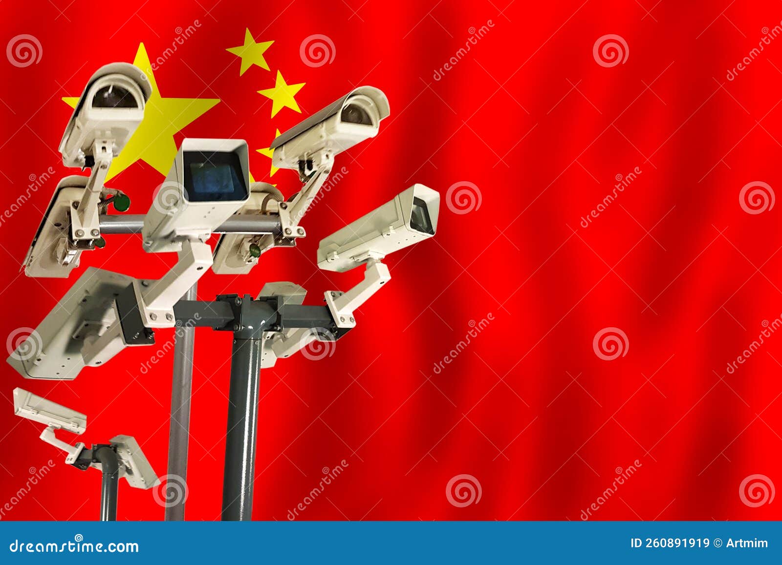 Chinese CCTV Camera on the Flag of China Surveillance, Security ...