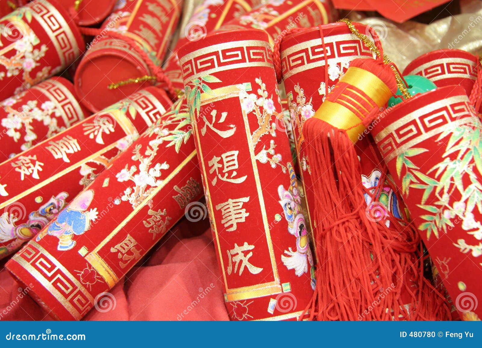 Chinese Celebration Firecrackers Stock Photo - Image of decorations ...