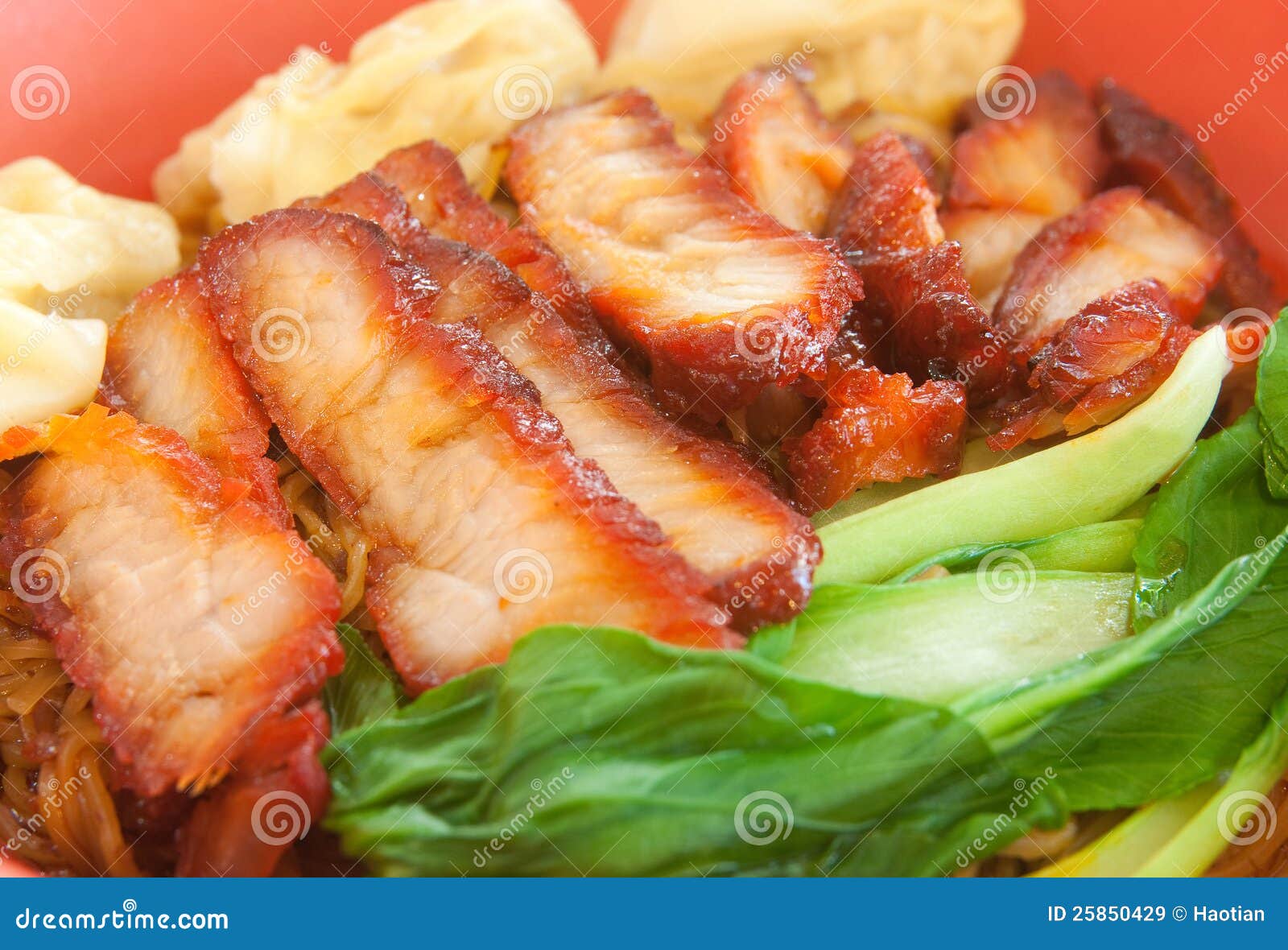 Chinese Char Siew Noodle stock image. Image of vegetables - 25850429