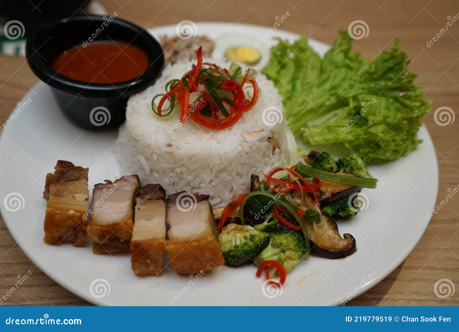 Chinese Char Siew Rice stock image. Image of dish, lunch - 219779519