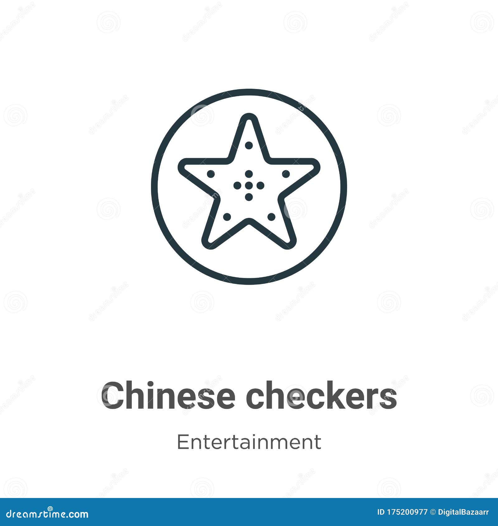 Chinese Checkers Outline Vector Icon. Thin Line Black Chinese Checkers ...