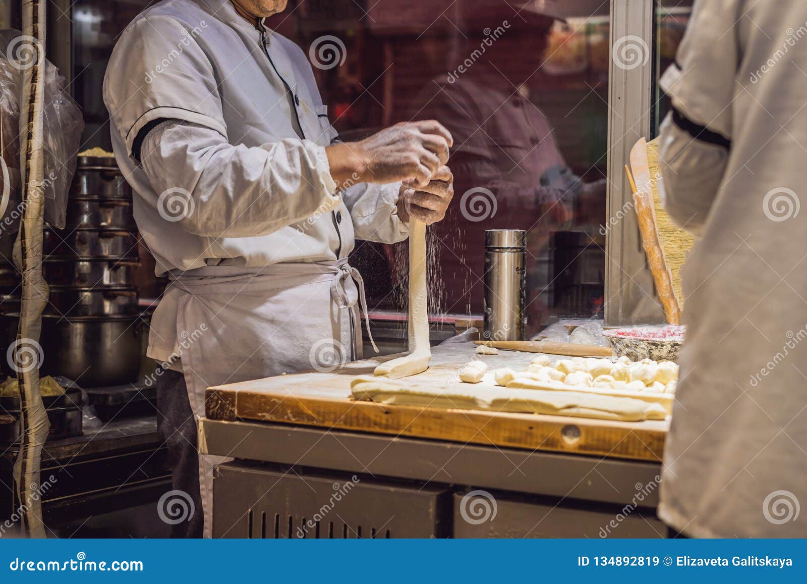 Chinese Chef Making Dumplings in the Kitchen Stock Image - Image of ...