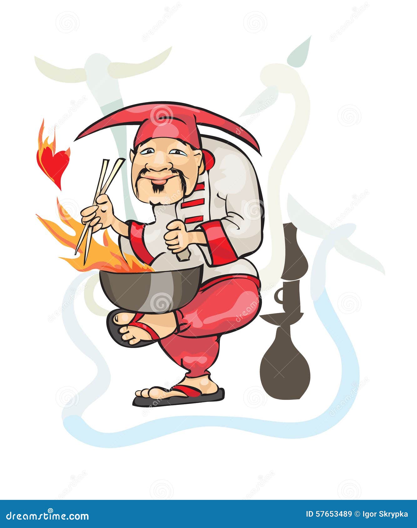 Chinese Chefs in Kimono. Vector Version Stock Vector - Illustration of ...